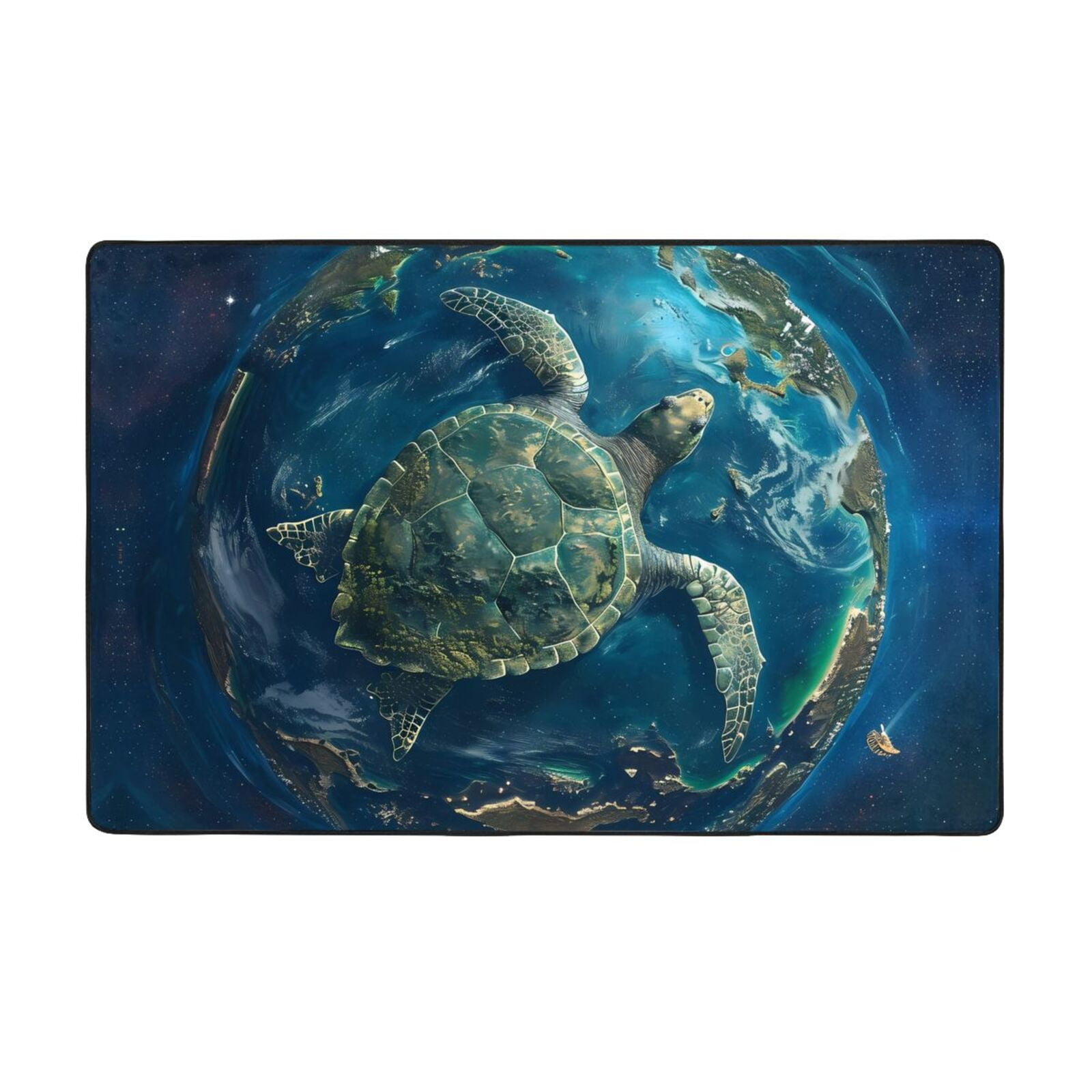 Artistic Turtle Earth Shaggy Area Rug, Rugs for Living Room Bedroom Non ...