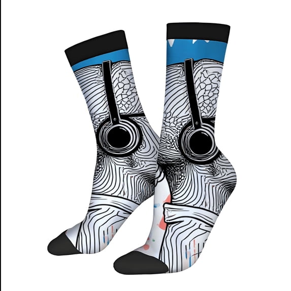 Artistic Unisex Socks - 2 Pairs with Unique Stylized Face & Headphones ...