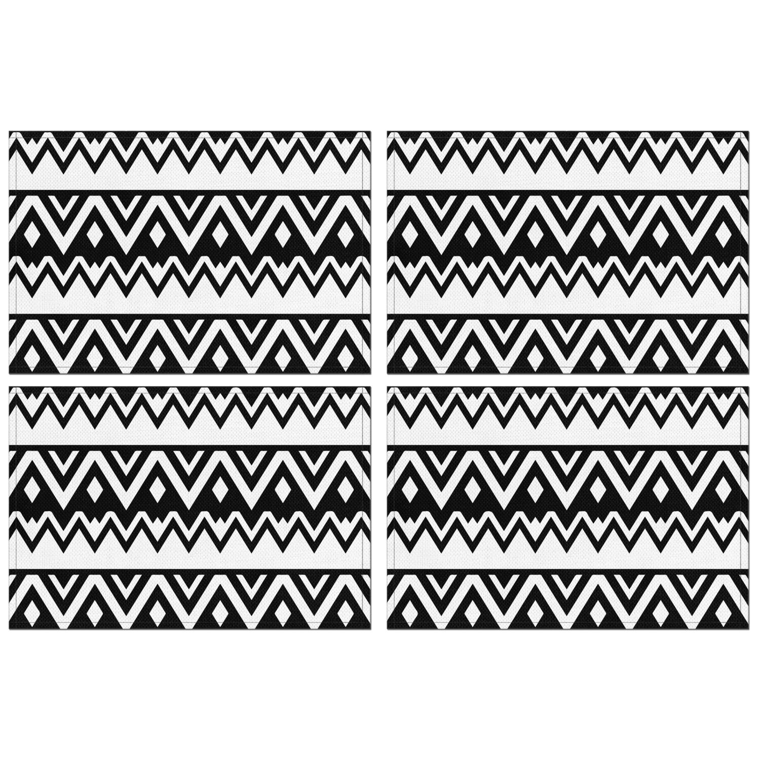Artistic Vintage Flax Placemats Set of 4, 12x18 Inch Retro Tribal Table ...