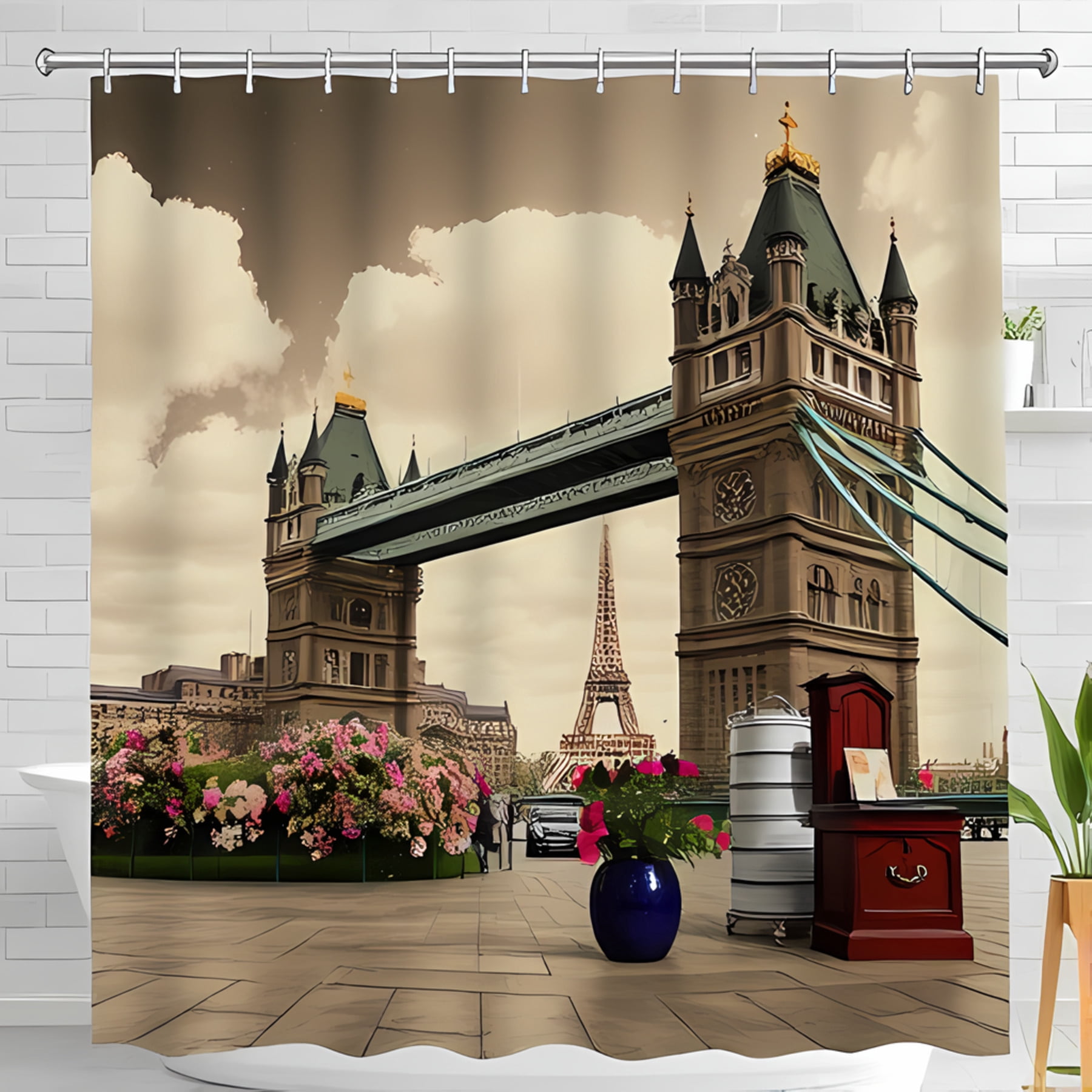 Artistic Vintage Tower Bridge Shower Curtain - Gothic Architecture ...