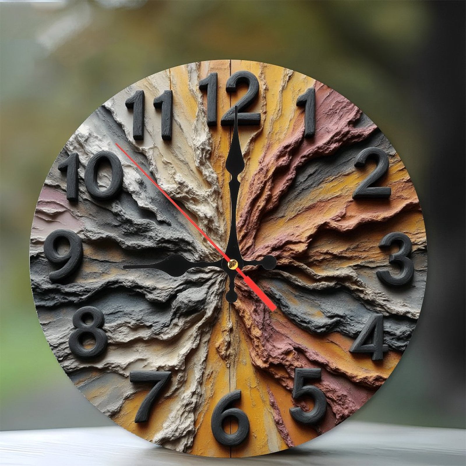 Artistic Wall Clock Decorative Unique Design 10-Inch Silent Wooden Wall ...