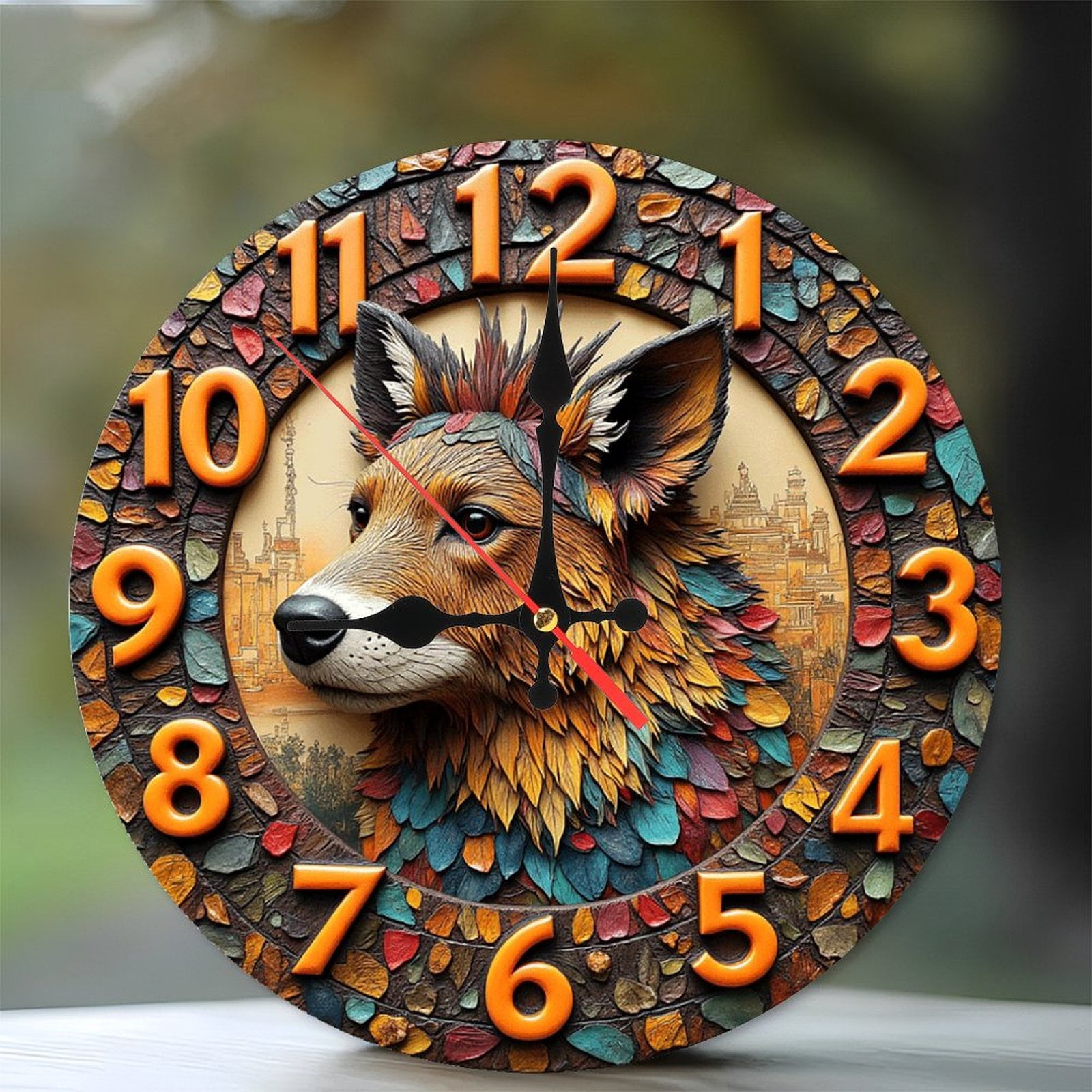 Artistic Wall Clock with Unique Animal Design 10-Inch Silent Wooden ...