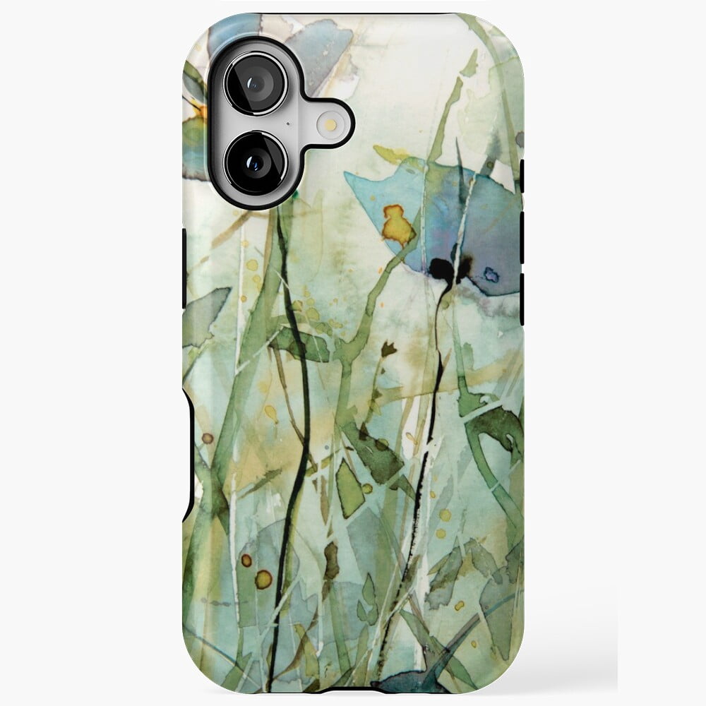 Artistic Watercolor Blue Floral Case iPhone 17 through 11 Pro Max ...