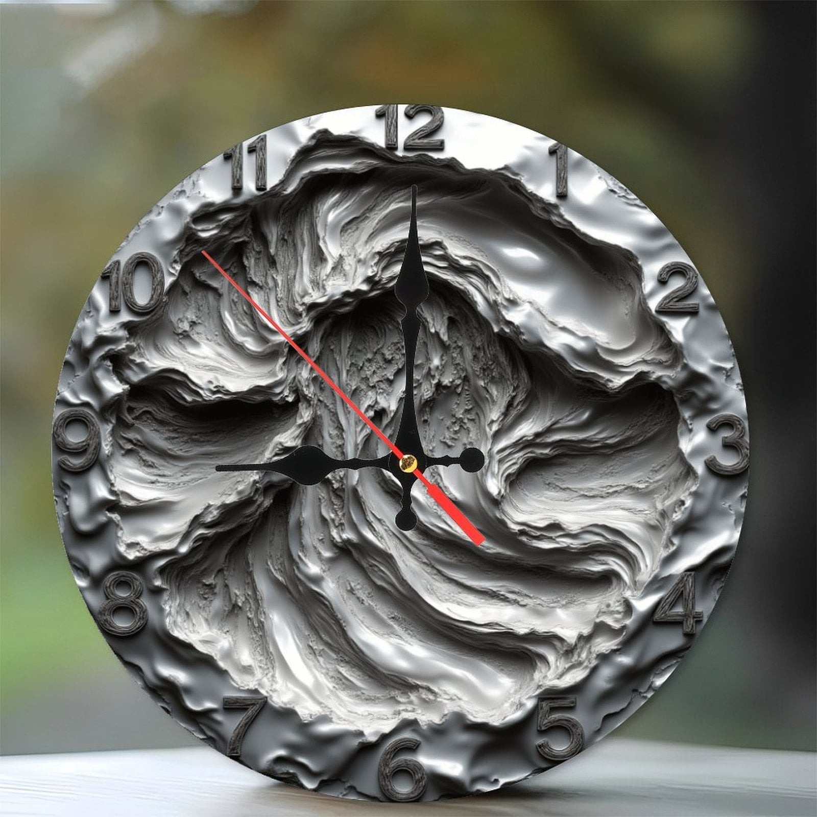 Artistic Wave Clock 10-Inch Silent Wooden Wall Clock, Battery Operated ...