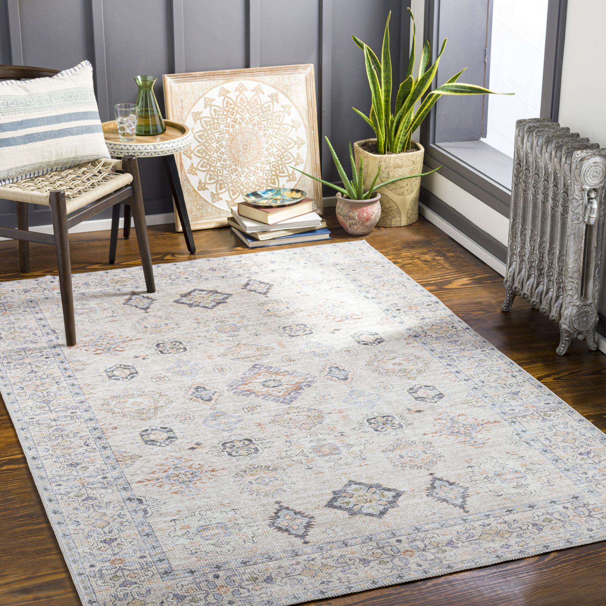 Momeni Anatolia Wool and Nylon Machine Made Blue Area Rug 5'3" X 7'6 ...