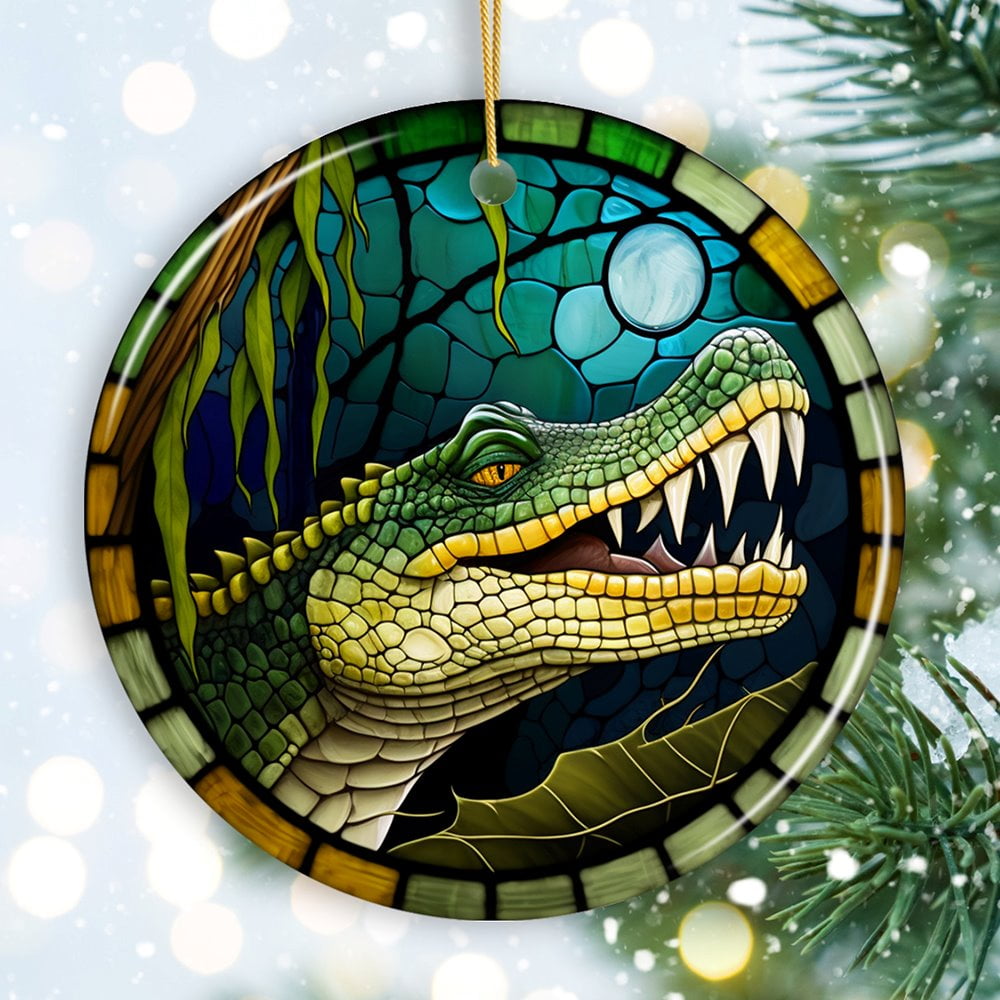 Artistic Wetlands Alligator Ceramic Ornament, Stained Glass Theme ...