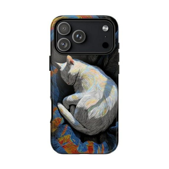 Artistic White Cat Abstract Flowing Paint for iPhone 17 16 15 14 13 12 ...