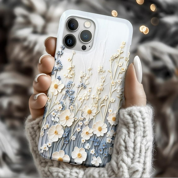 Artistic White and Yellow Flower Case with Brush Stroke Texture for 17 ...
