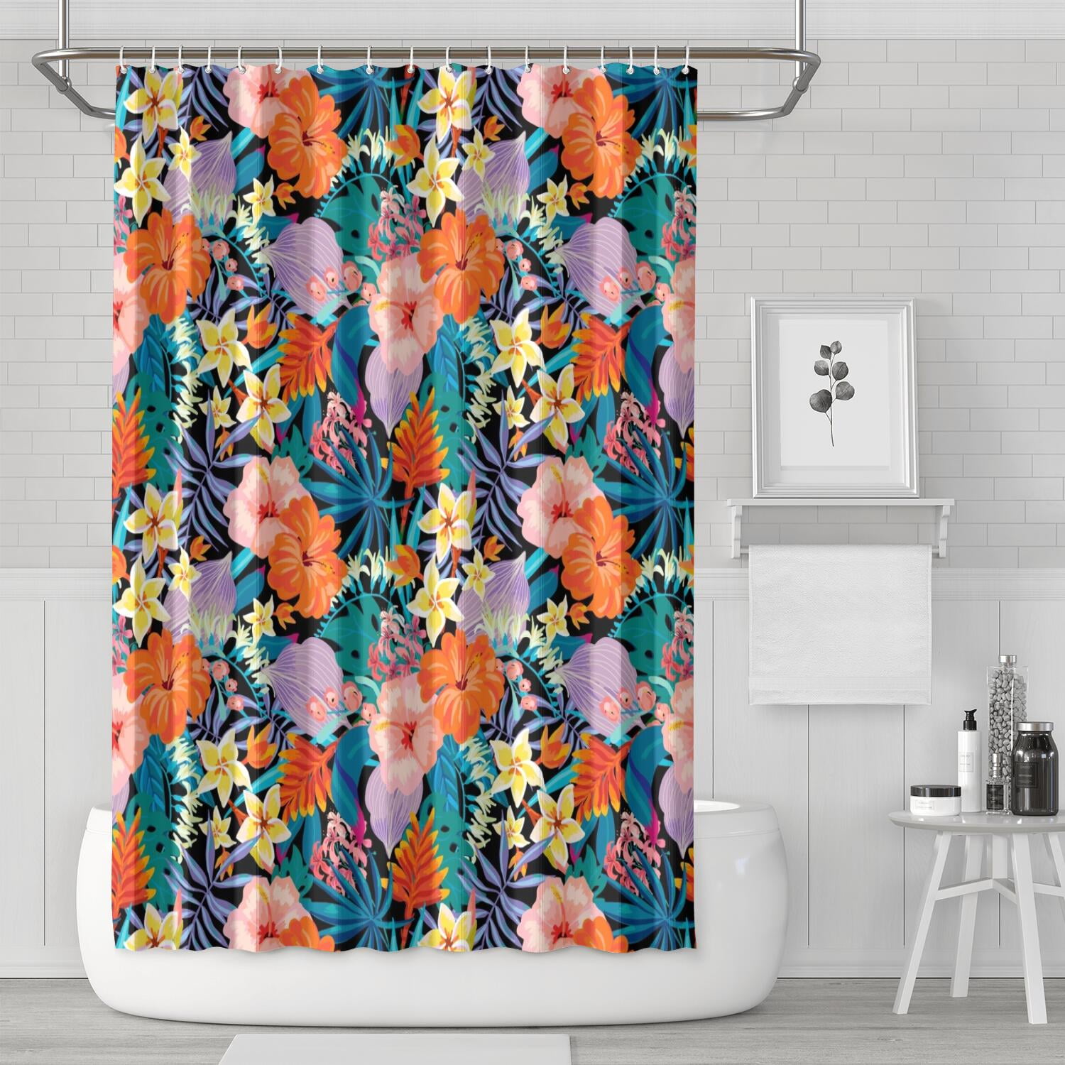 Artistic Wildflower and Butterfly Waterproof Shower Curtain for ...