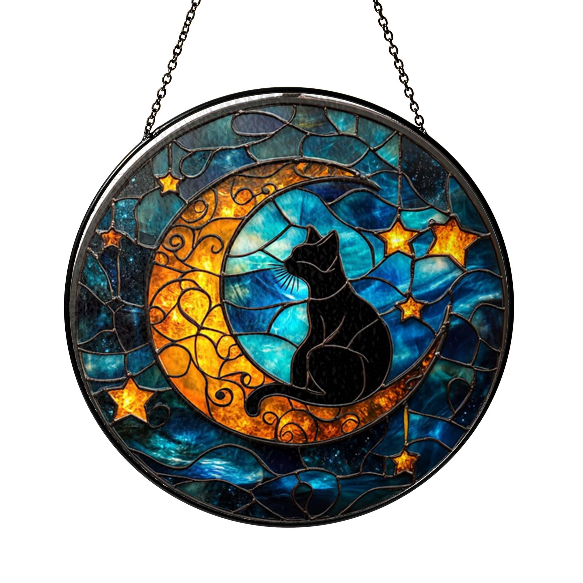 Artistic Window Decor – Black Cat Stained Glass Style - Walmart.com