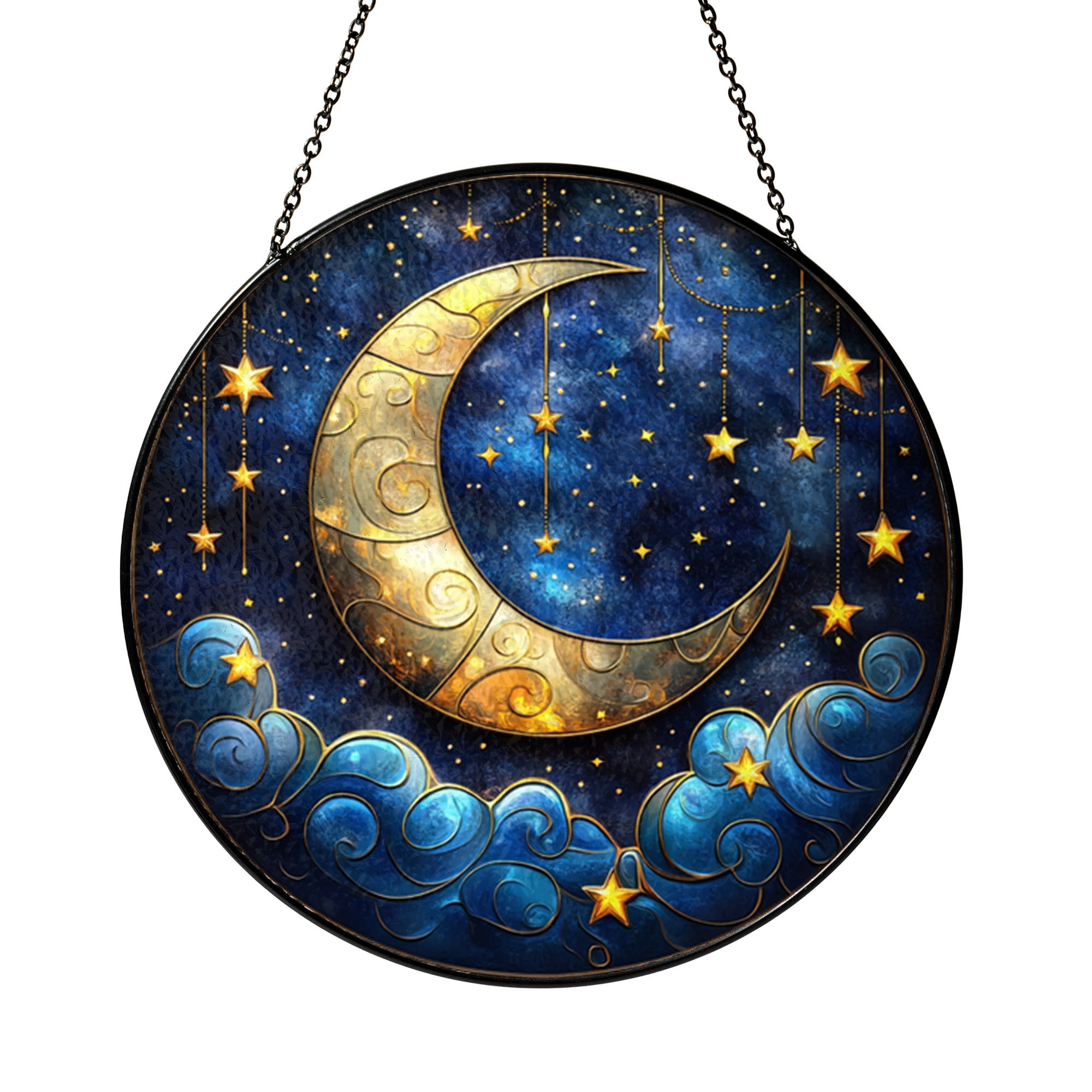Artistic Window Hanging – Moon and Stars Stained Glass Style - Walmart.com
