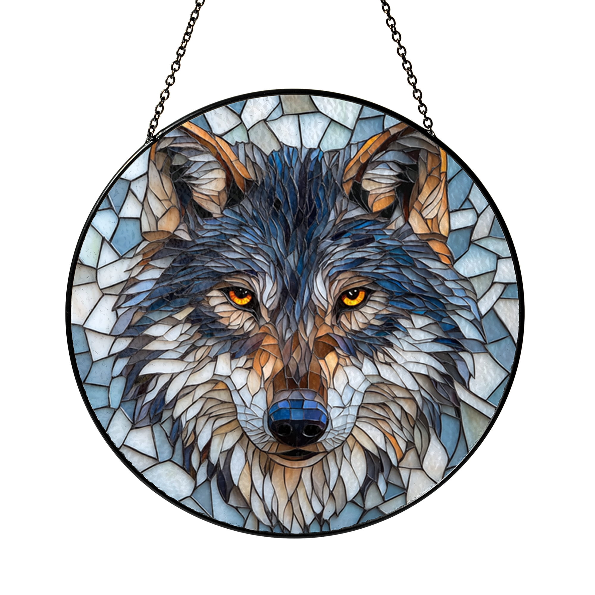 Artistic Wolf Design Glass Suncatcher Hanging Ornament Wildlife Home ...
