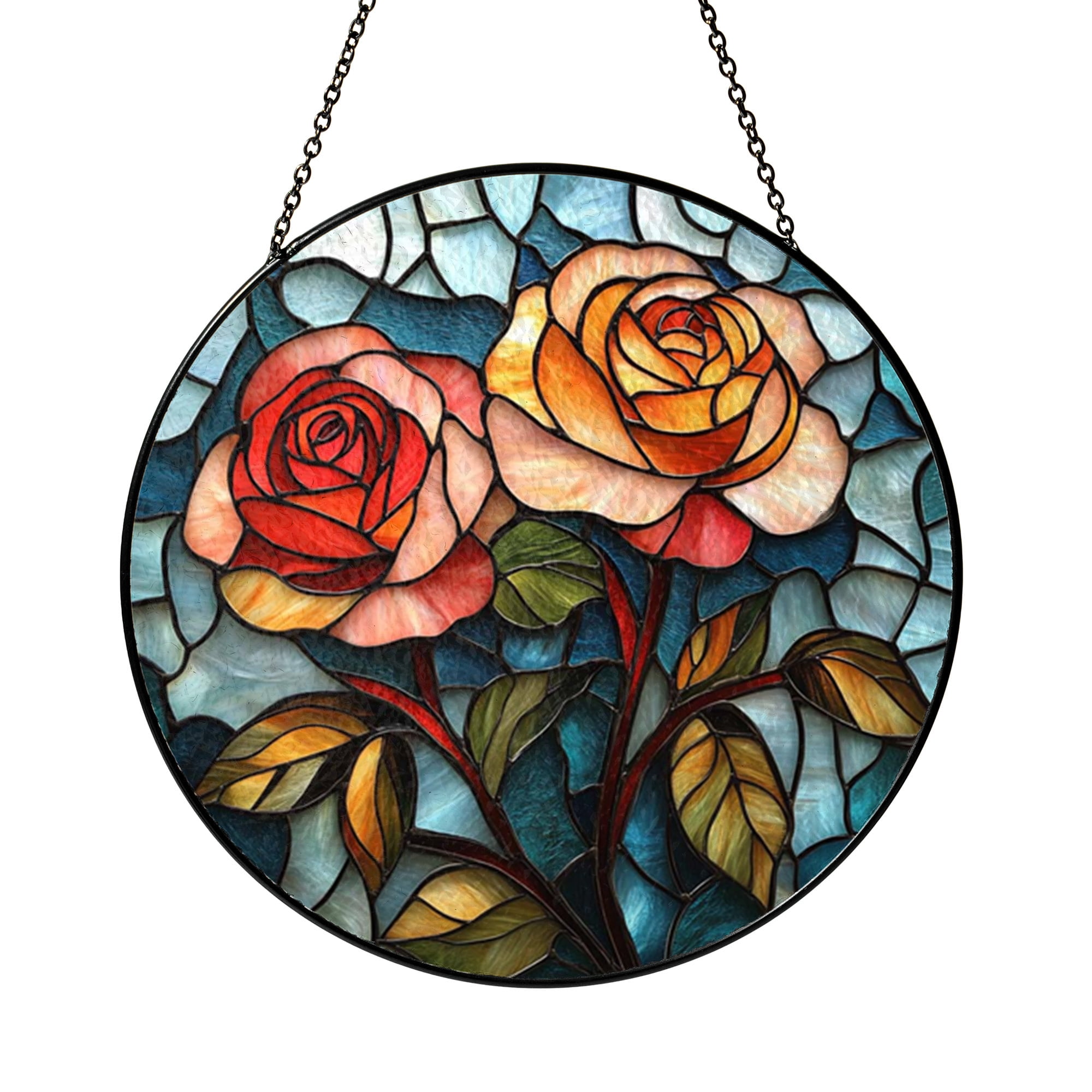 Artistic Yin Yang Rose Stained Glass Window Hanging, Decorative Glass ...
