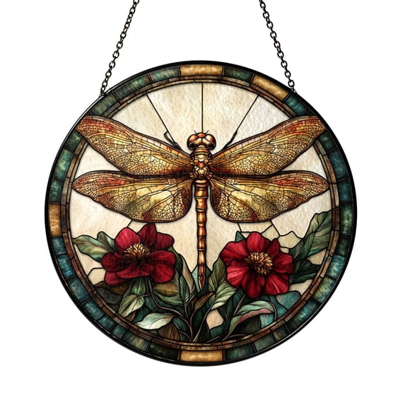 Artistic dragonfly sun catcher, decorative insect panel for nature ...