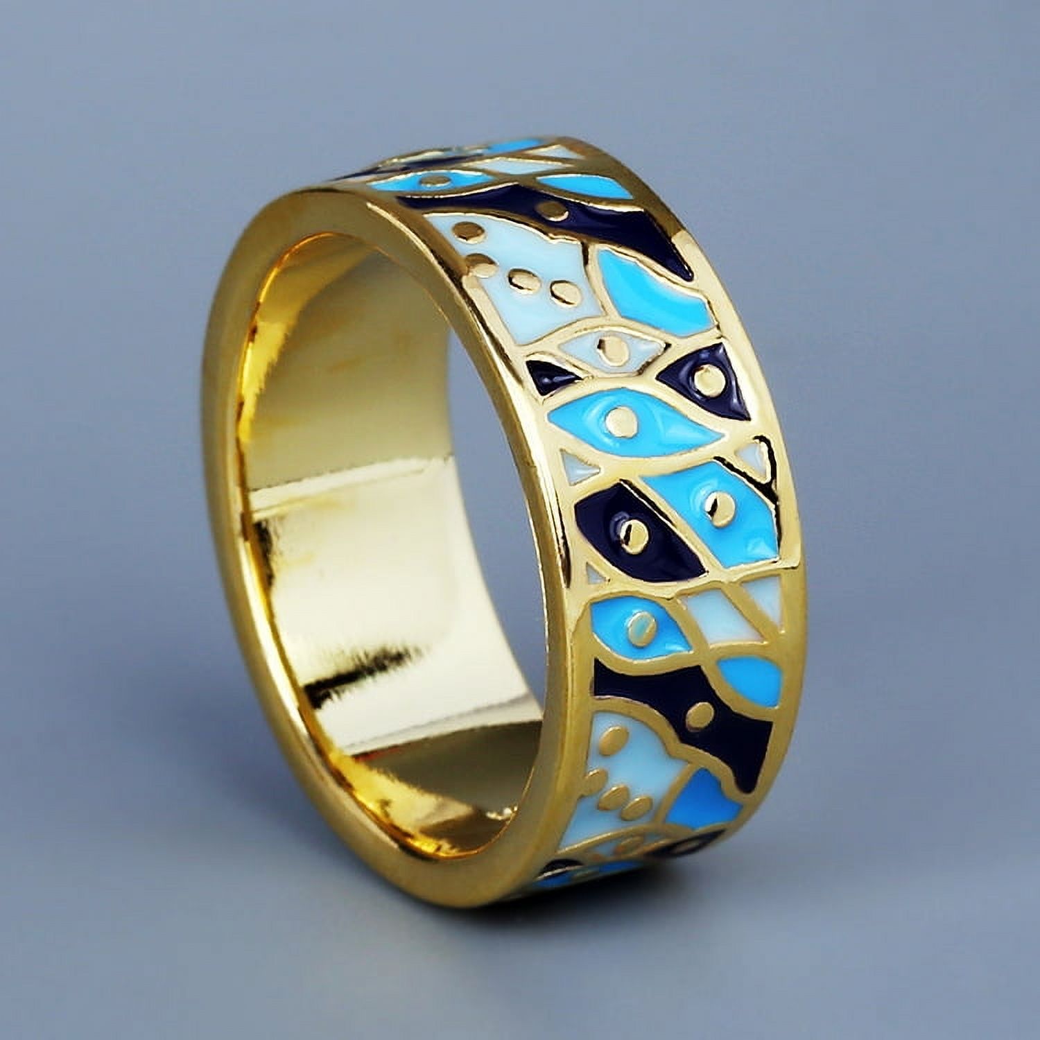 Artistic retro exotic ethnic style female ring handmade drip glue ...