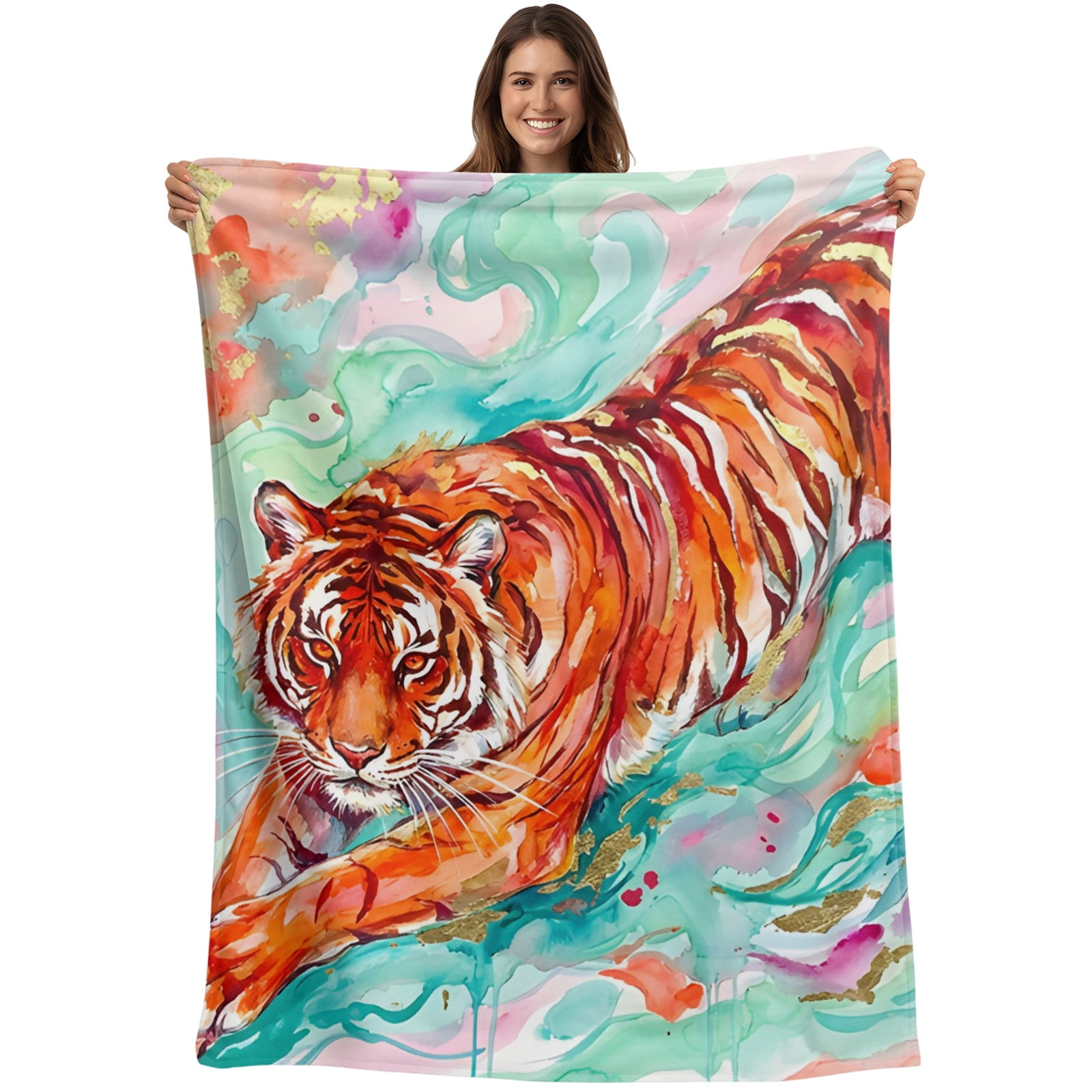 Artistical Tiger Blanket Soft Cozy Warm Twin Blanket for Bed, Plush ...