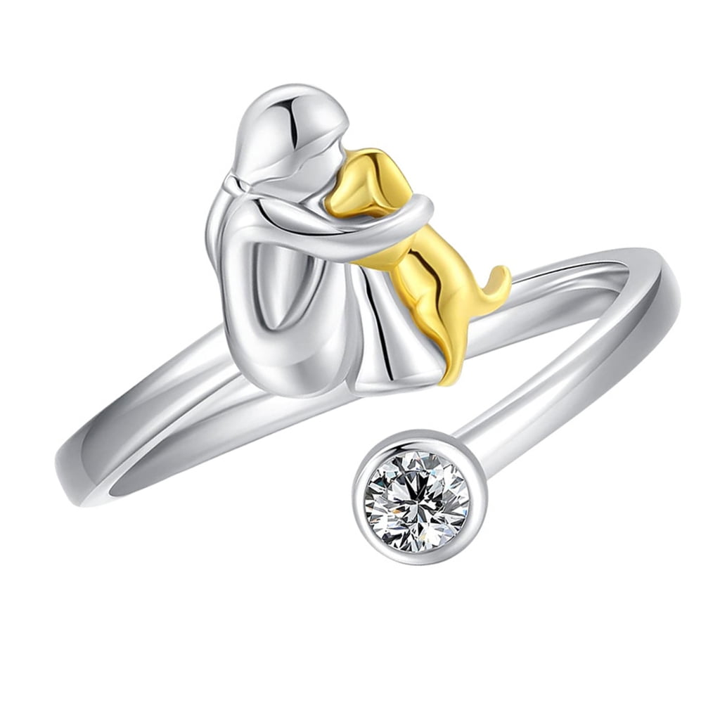 ArtisticsAn1ma1Theme Open Rings Combining Charm and Alloy Materials ...