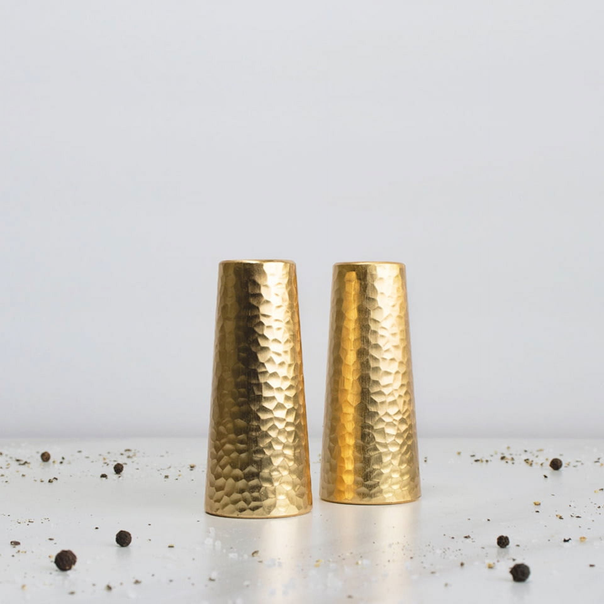Artistique Hammered Gold Tone Salt And Pepper Shaker Set - Walmart.com