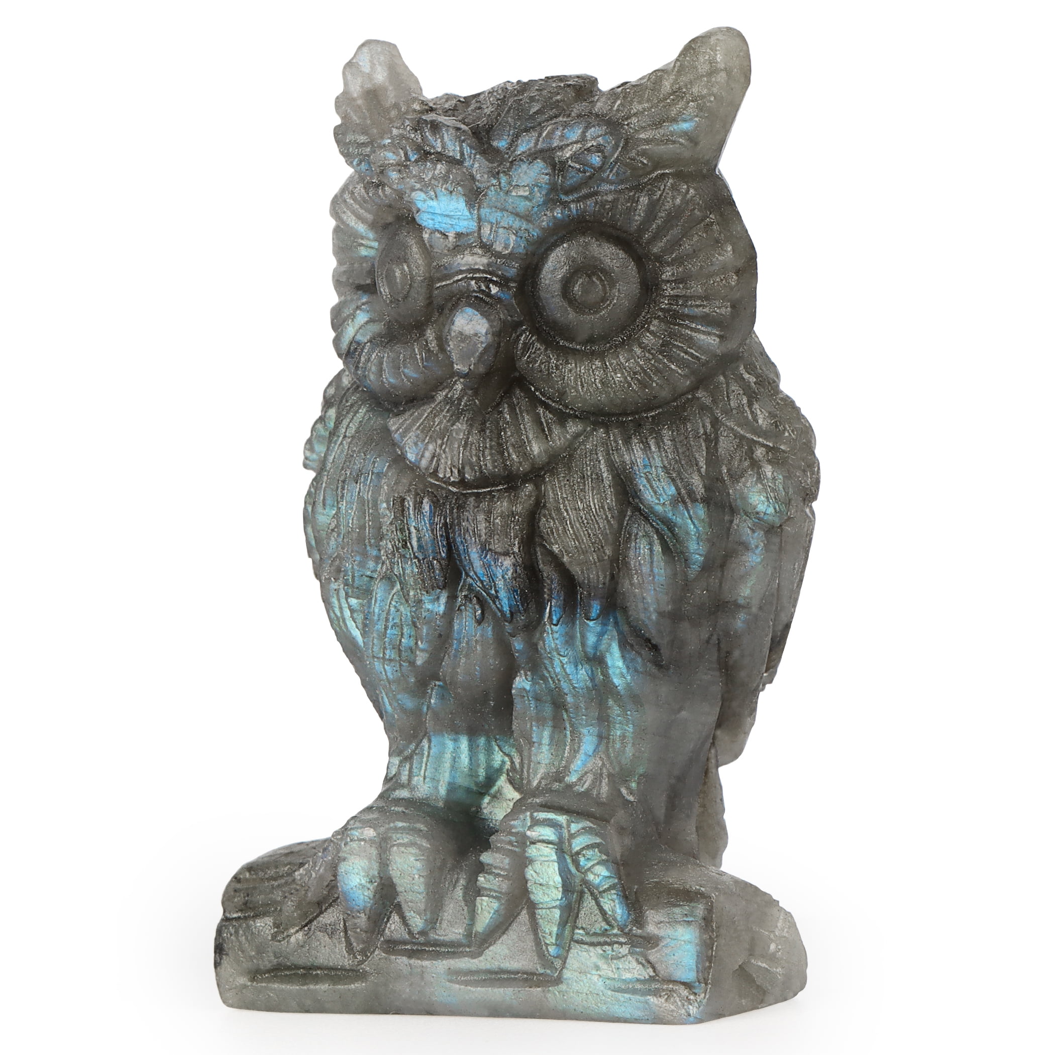 Artistone Labradorite Crystal Owl Statue Hand Carved Gemstone Owl ...