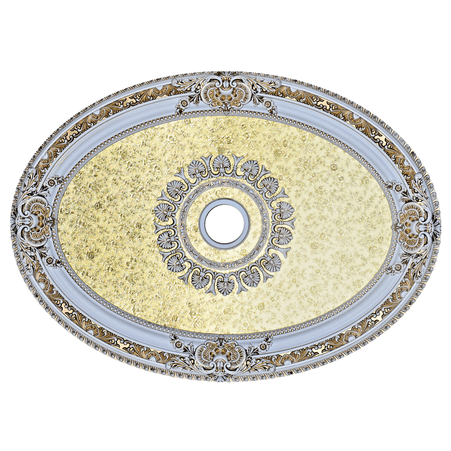 Artistry Lighting Oval 43"x32" Antique White Ceiling Medallion Gold ...