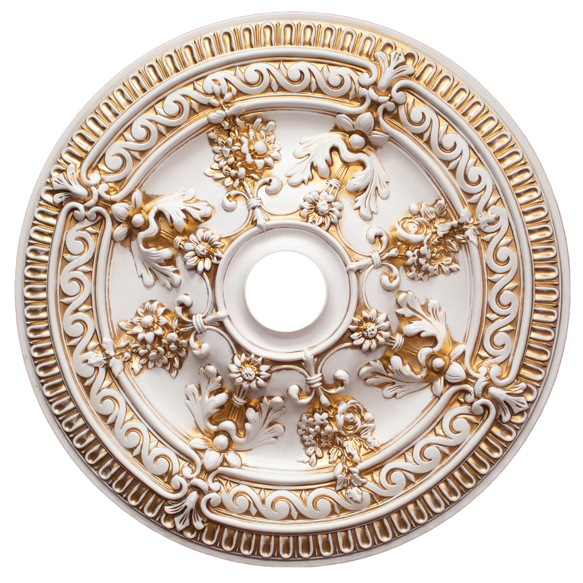 Artistry Lighting Round 24" Antique White Ceiling Medallion Flowers ...