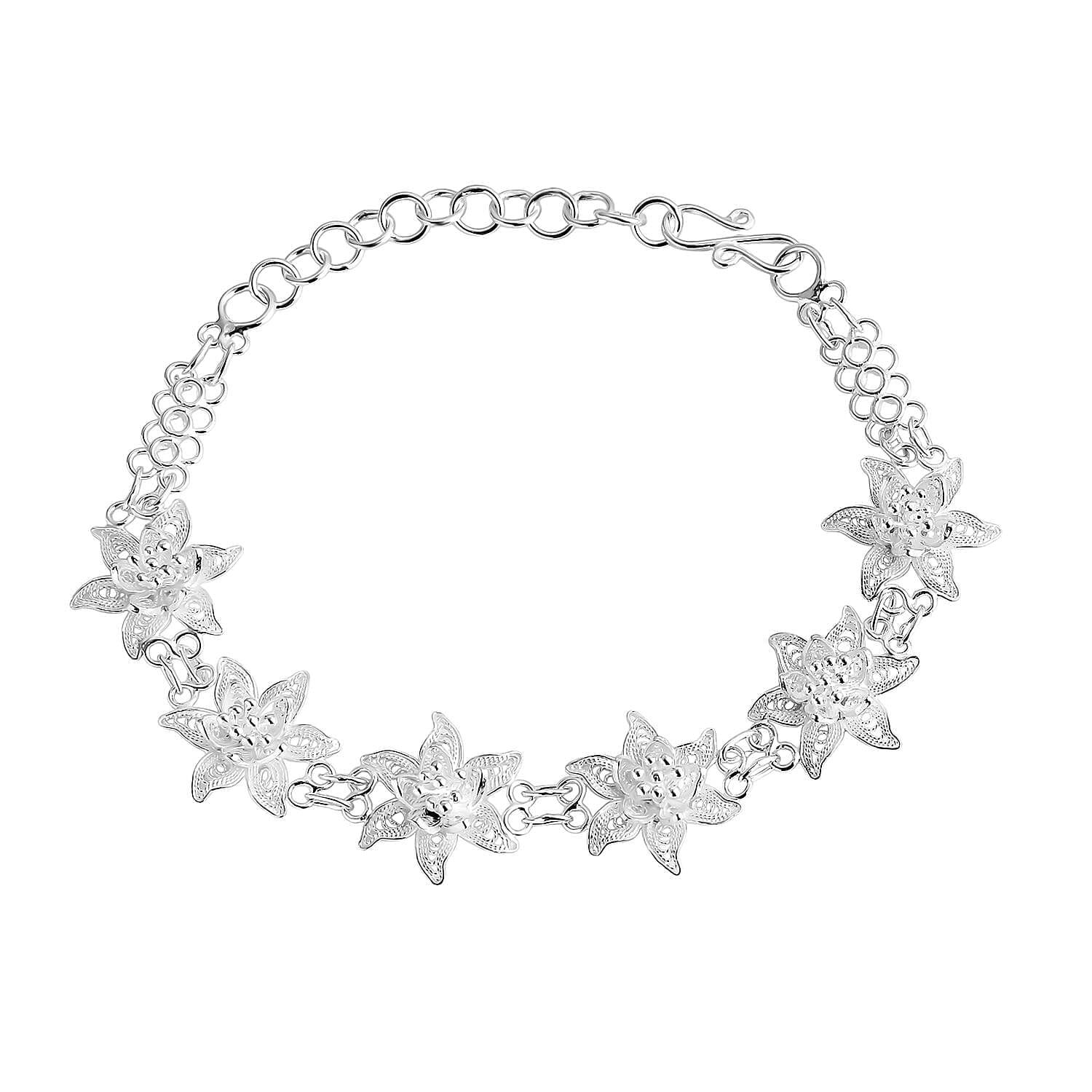 Artistry Tarakashi Collection Floral Bracelet in Sterling Silver 6.50 ...