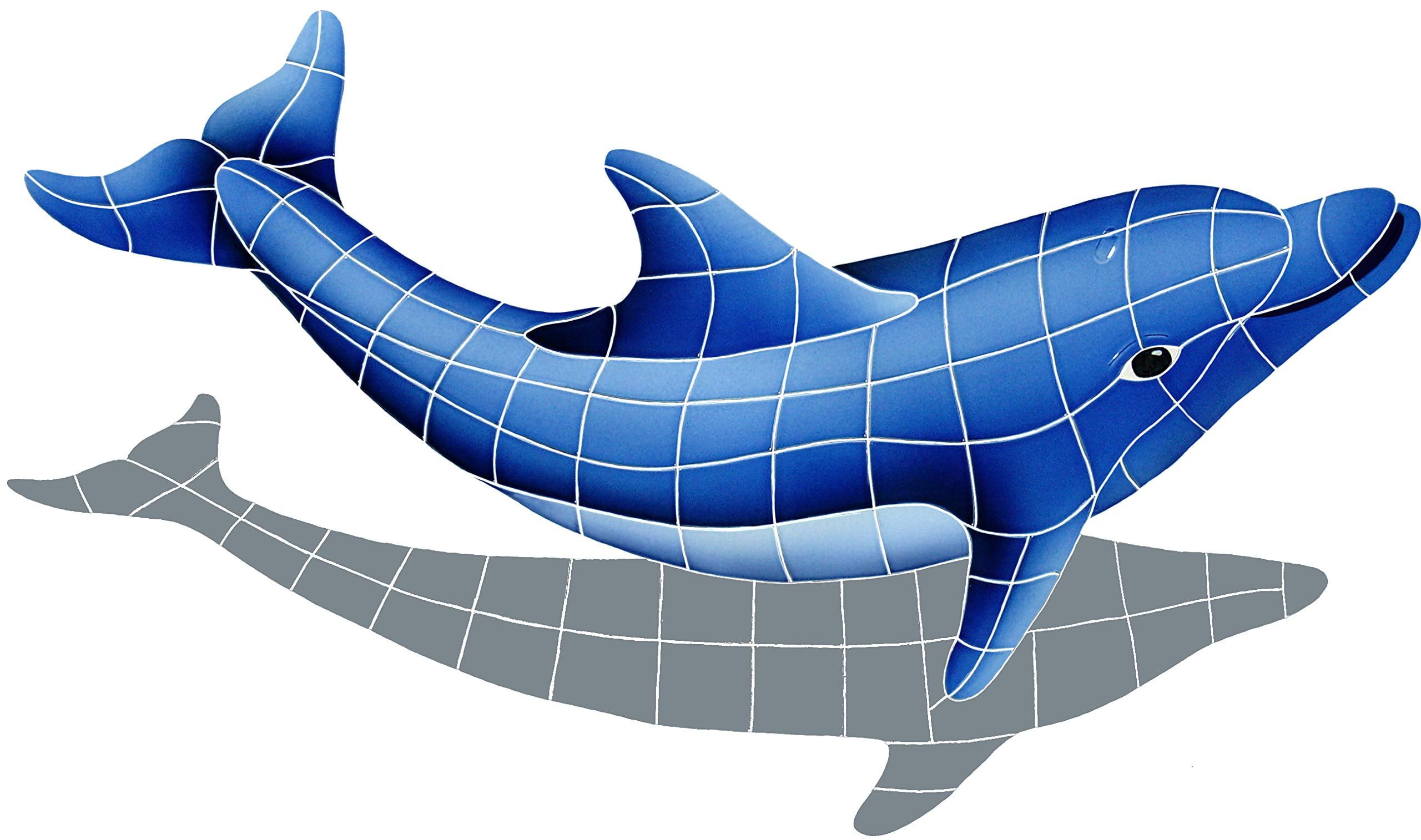Artistry in Mosaics Dolphin Right Ceramic Swimming Pool Mosaic 22" x 40 ...