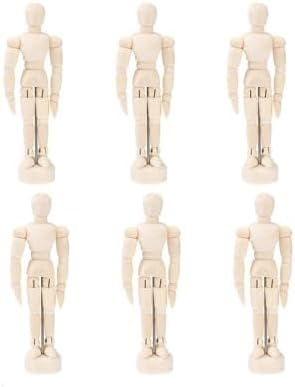 Artists Wooden Manikin Flexible Body Joints: 6 Pack 4.5 Inch Mannequin ...