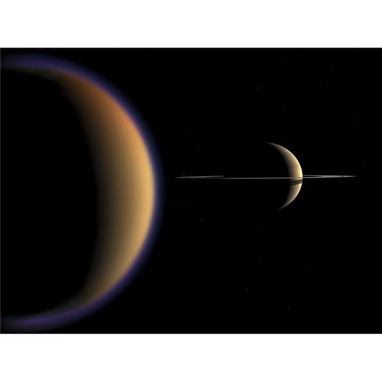 Artists concept of Saturn and its moon Titan Poster Print - Walmart.com