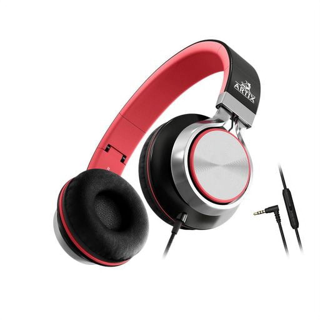 Artix CL750 Foldable Noise Isolating On Ear Headphones Wired with Microphone and Volume Control ...