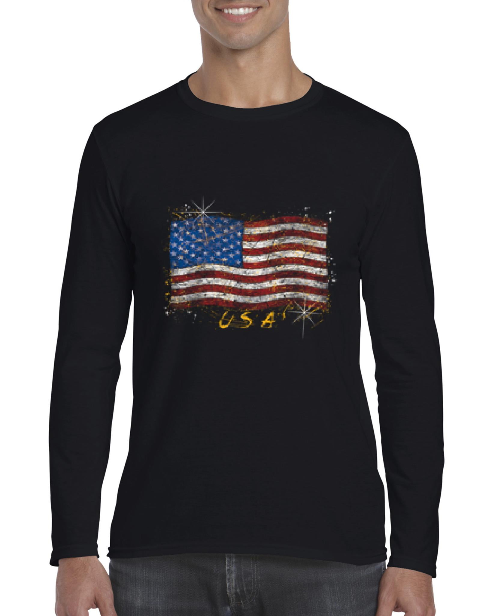 Artix - Mens Long Sleeve T-Shirts, up to Size 5XL - American Flag USA ...