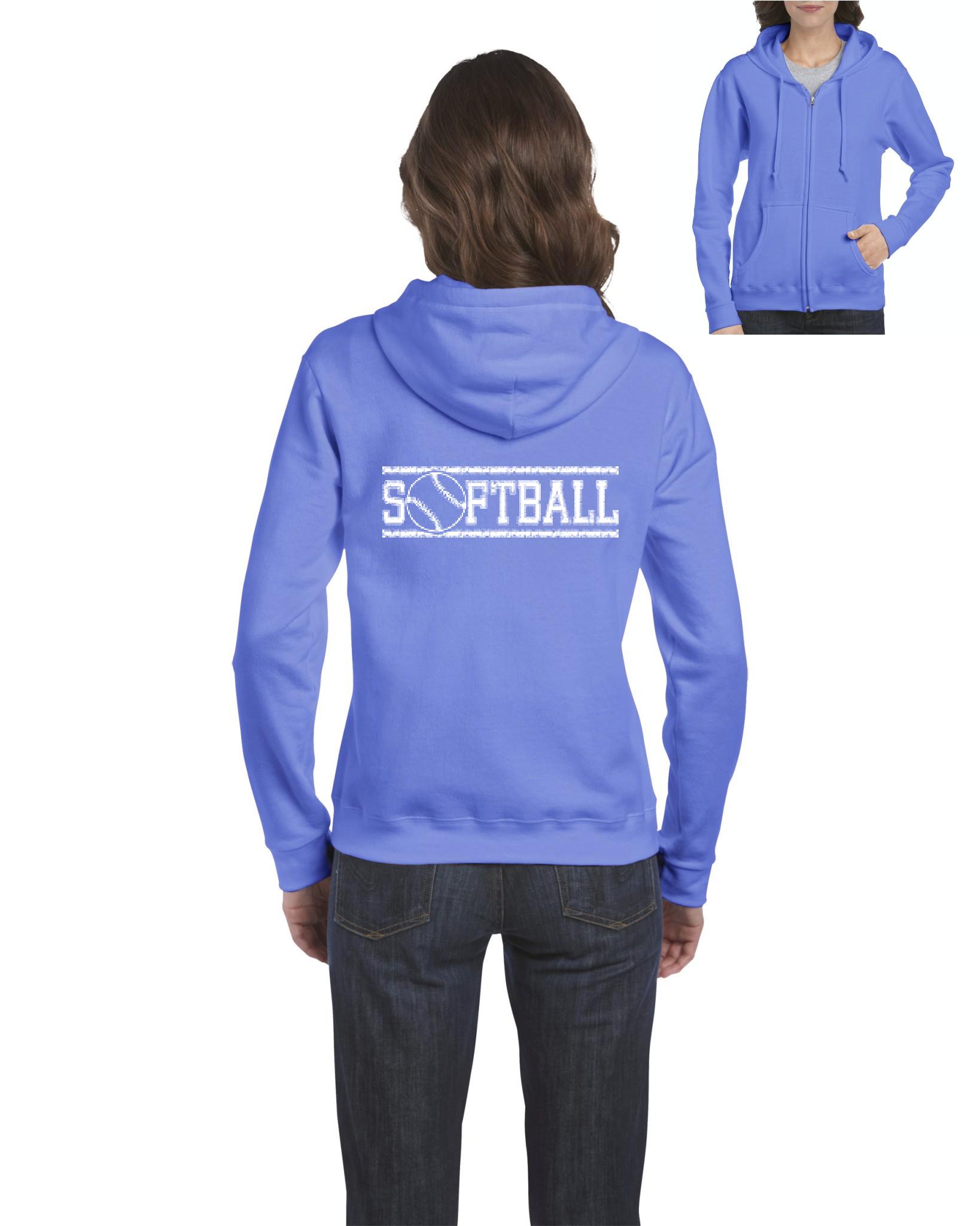 Artix - Women's Sweatshirt Full-Zip Pullover - Softball with Ball ...