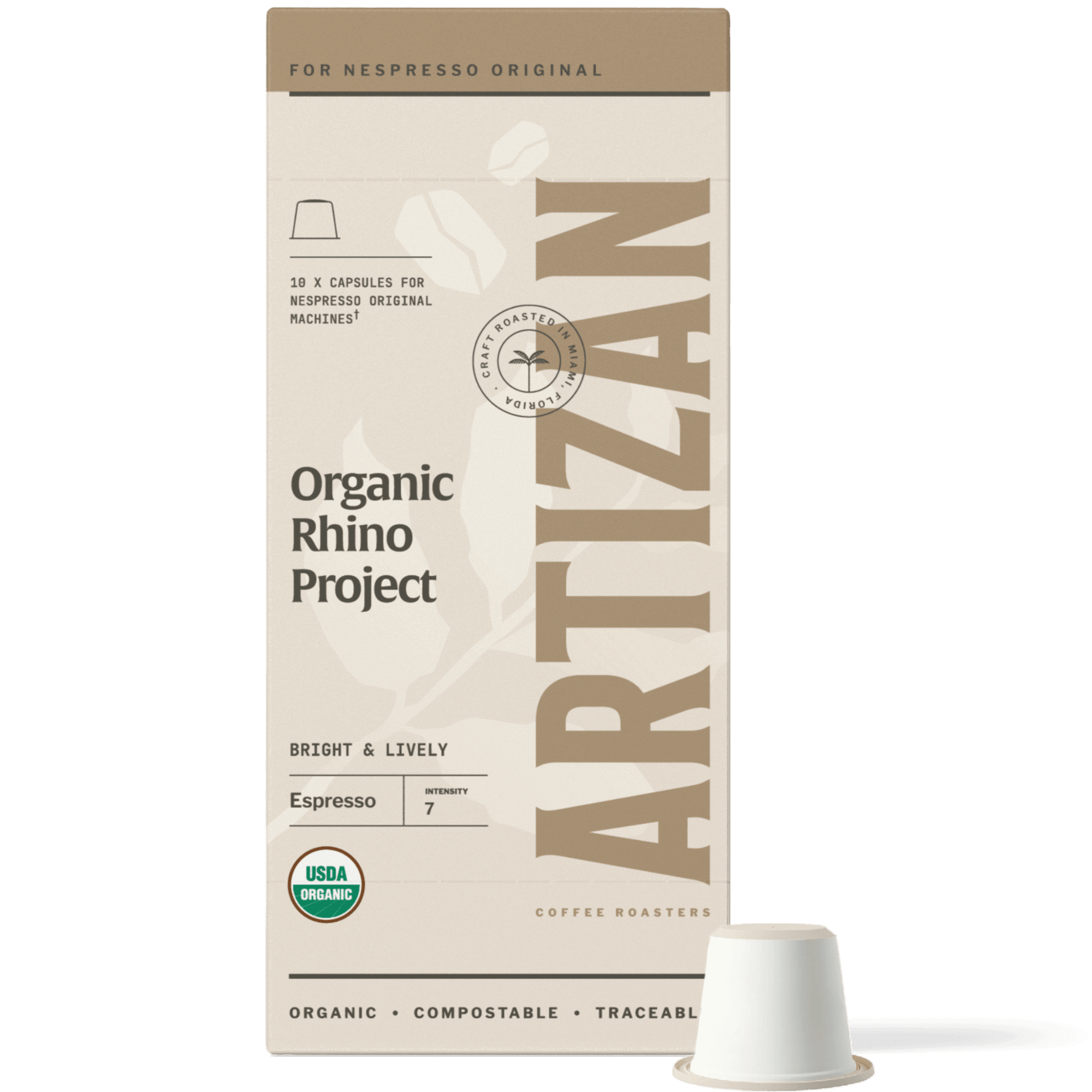 Artizan Coffee Organic Nespresso OriginalLine Capules, Rhino Espresso ...