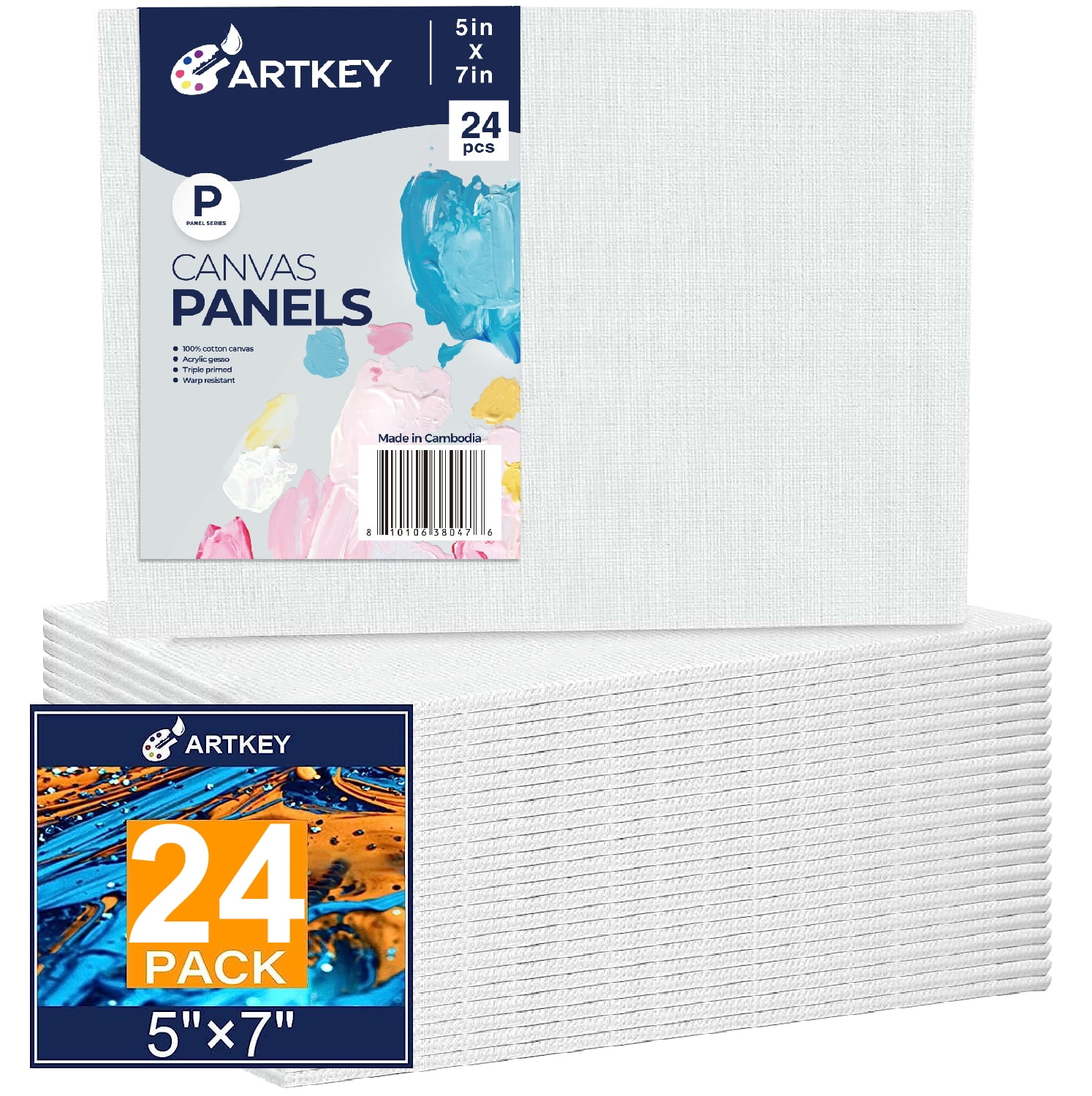 "Artkey Artist Value Art Blank Small Thin Bulk 5""x7"", 24 Pack Canvas ...