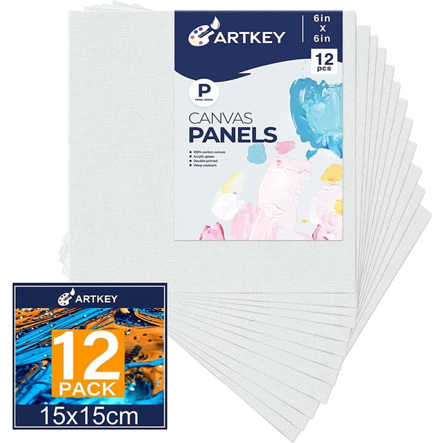 Artkey Canvas Panels 6x6 inch 12-Pack, Acid-Free 100% Cotton for Adult ...