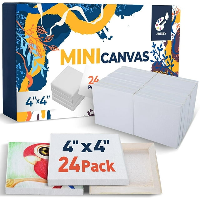 Artkey Mini Canvas 24-Pack, 4x4 inch, 100% Cotton, Stretched Oil ...