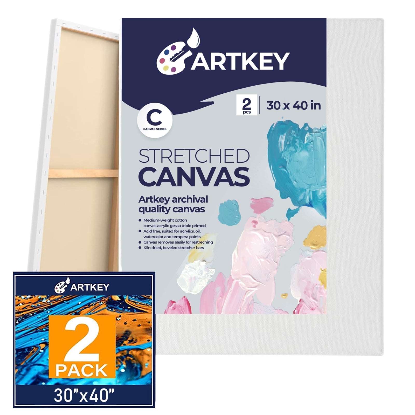 Artkey White Stretched Canvas for Paintings, 30
