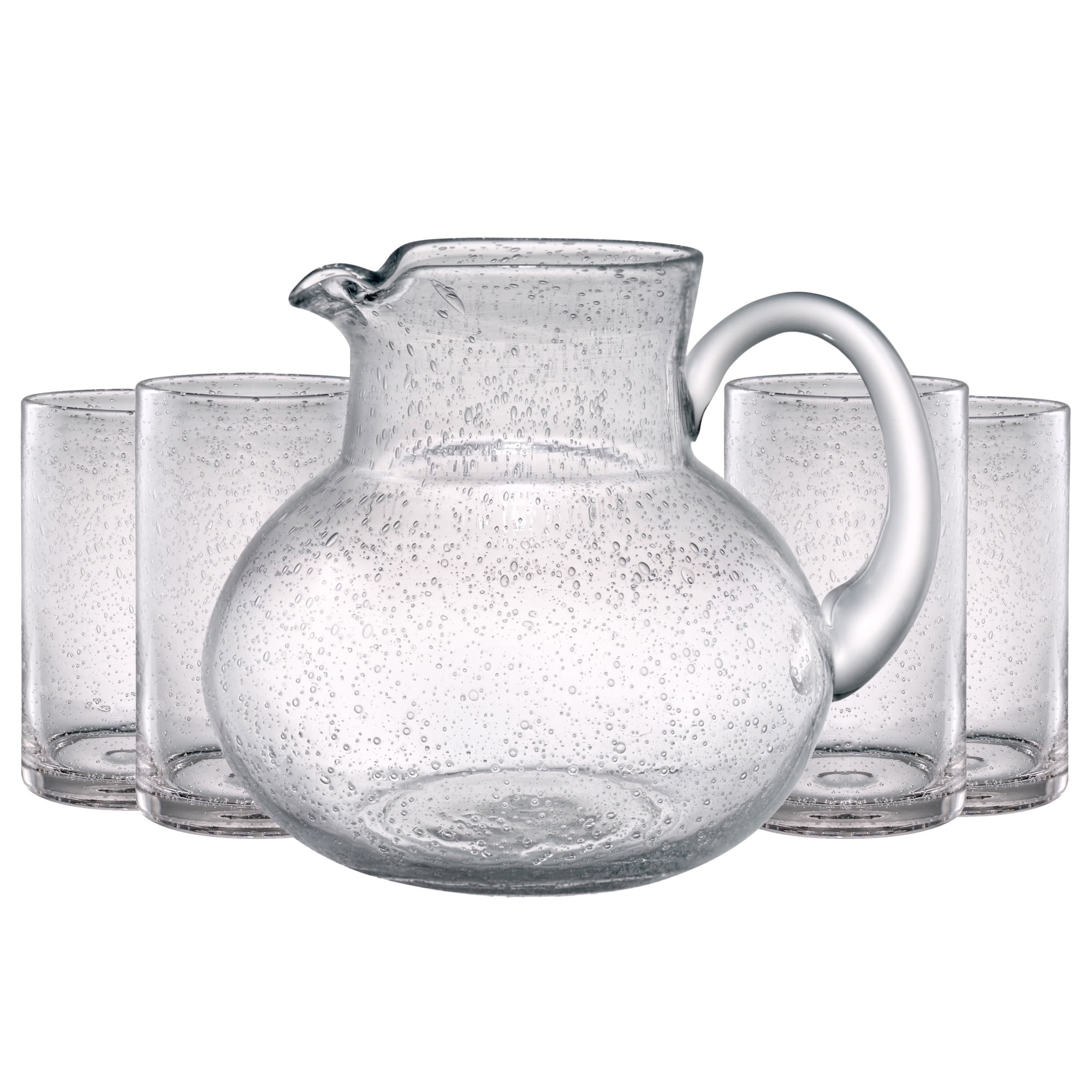 Artland Iris 90oz Glass Pitcher & 17oz Highball Glasses (Set of 4 ...