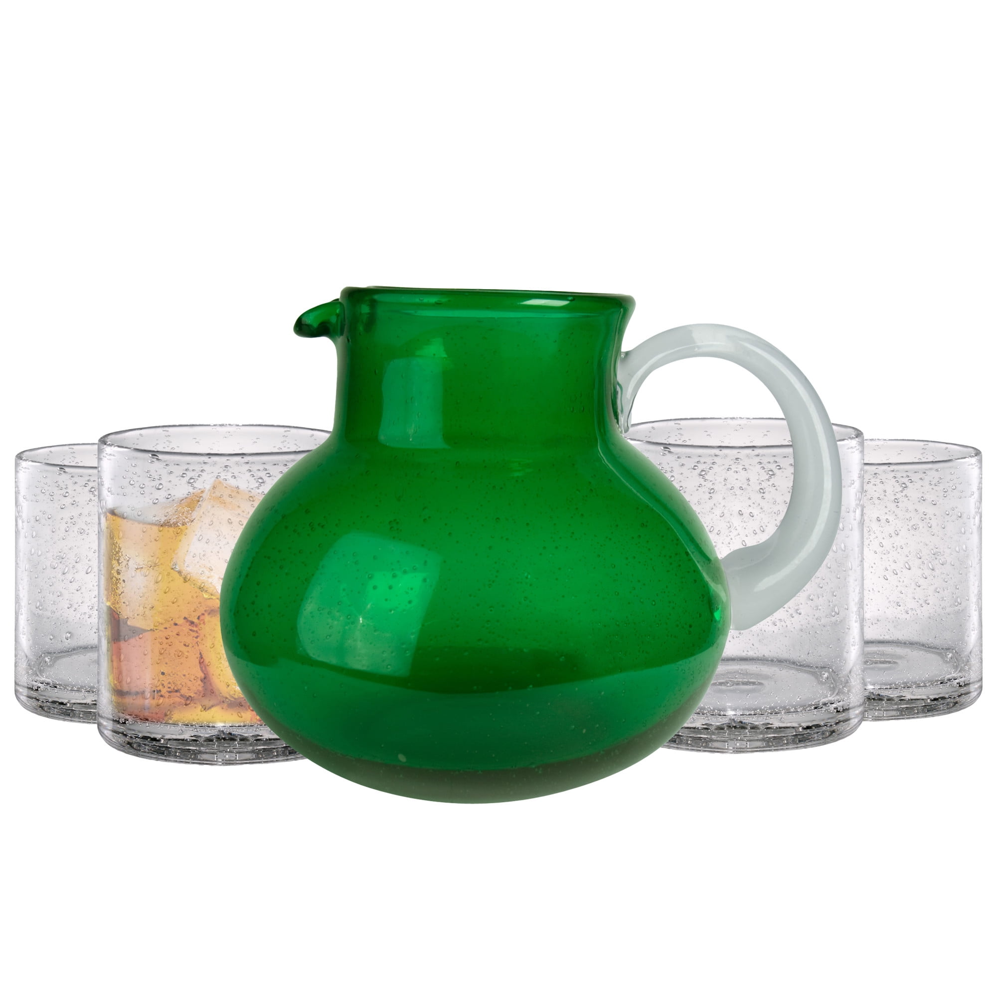 Artland Iris 90oz Hand Blown Pitcher & Double Old Fashion 14oz Glasses ...