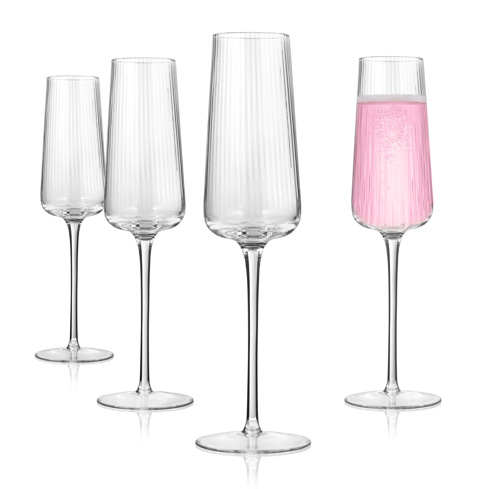 Artland Soho Optic 8.5 oz Champagne Flute, Set of 4 - Modern Stemmed ...