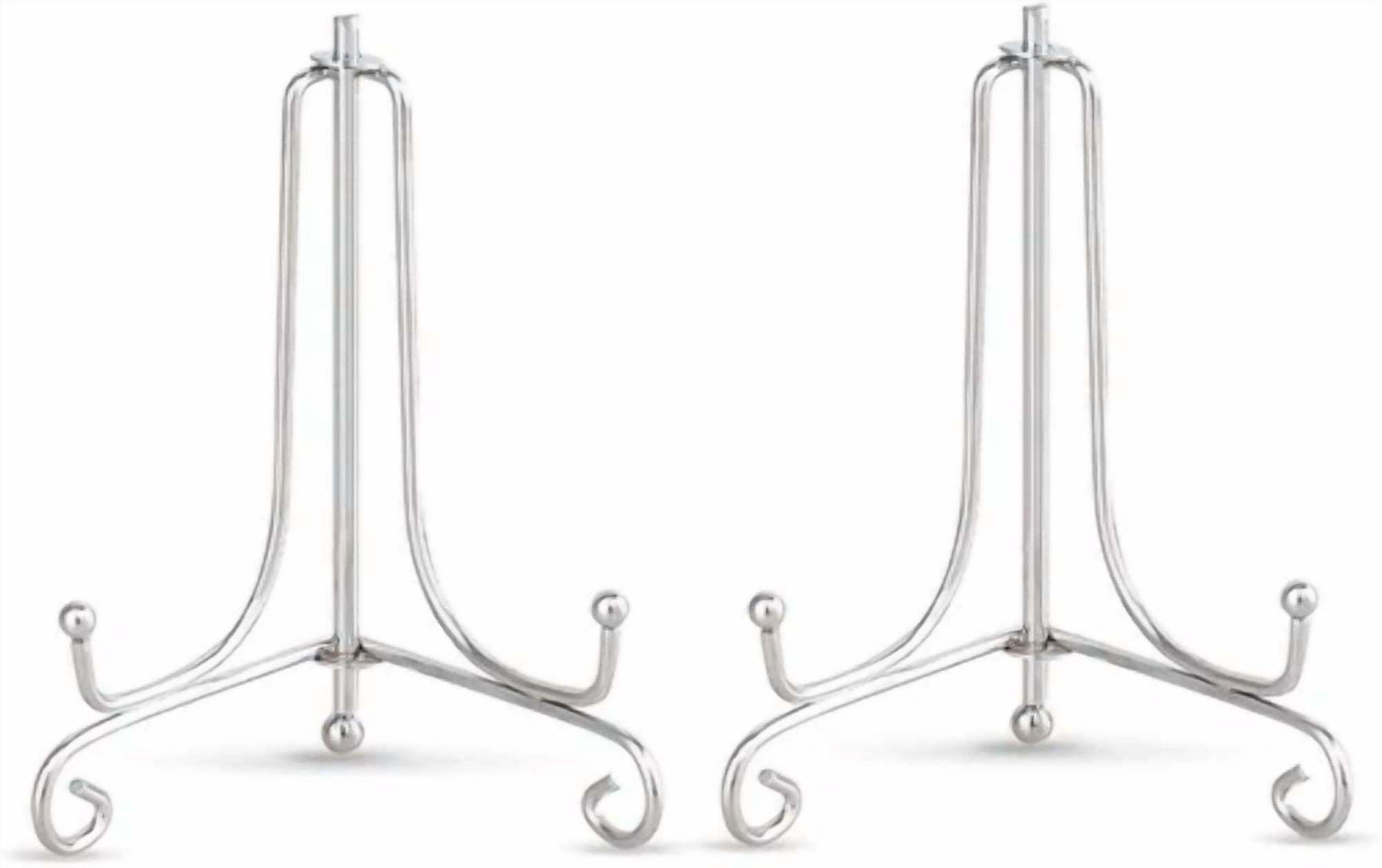 Artliving (2 Pack 4" Iron Display Stand, Sliver Small Iron Easel Plate ...