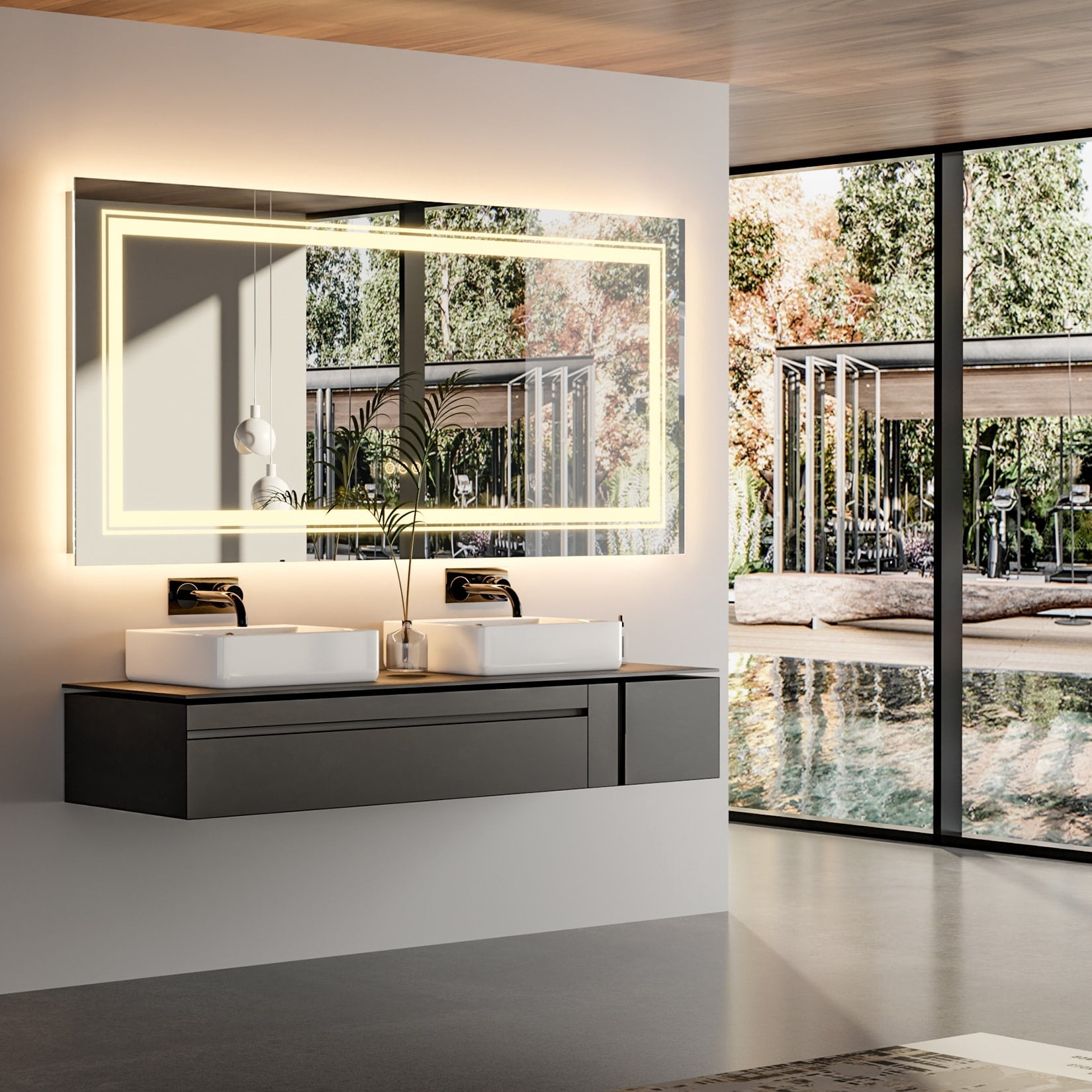 Artloge Super Luxury Jumbo LED Mirror Wall Vanity Anti-Fog Mirrors with ...