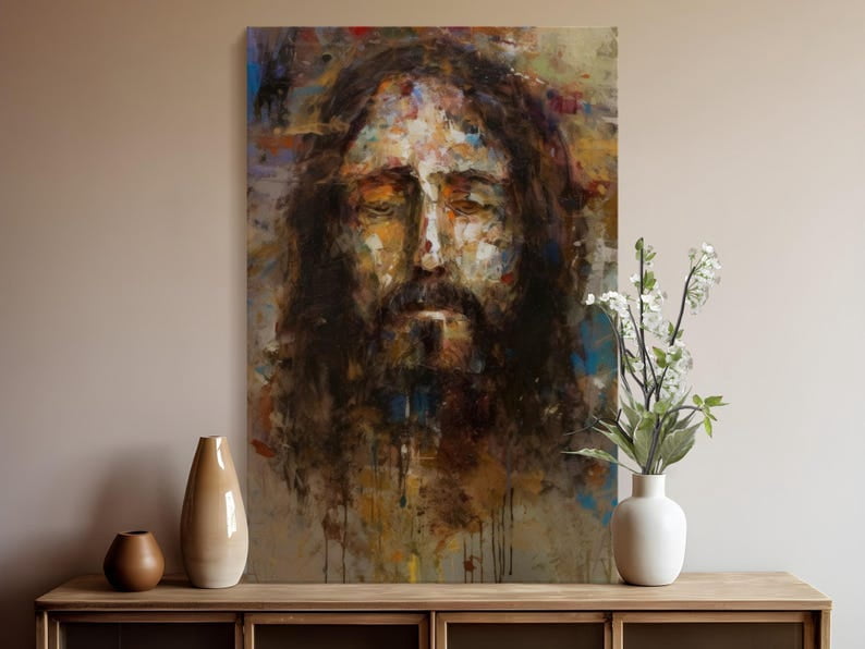 ArtlyWear Abstract Jesus Canvas Print Modern Christian Wall Art ...