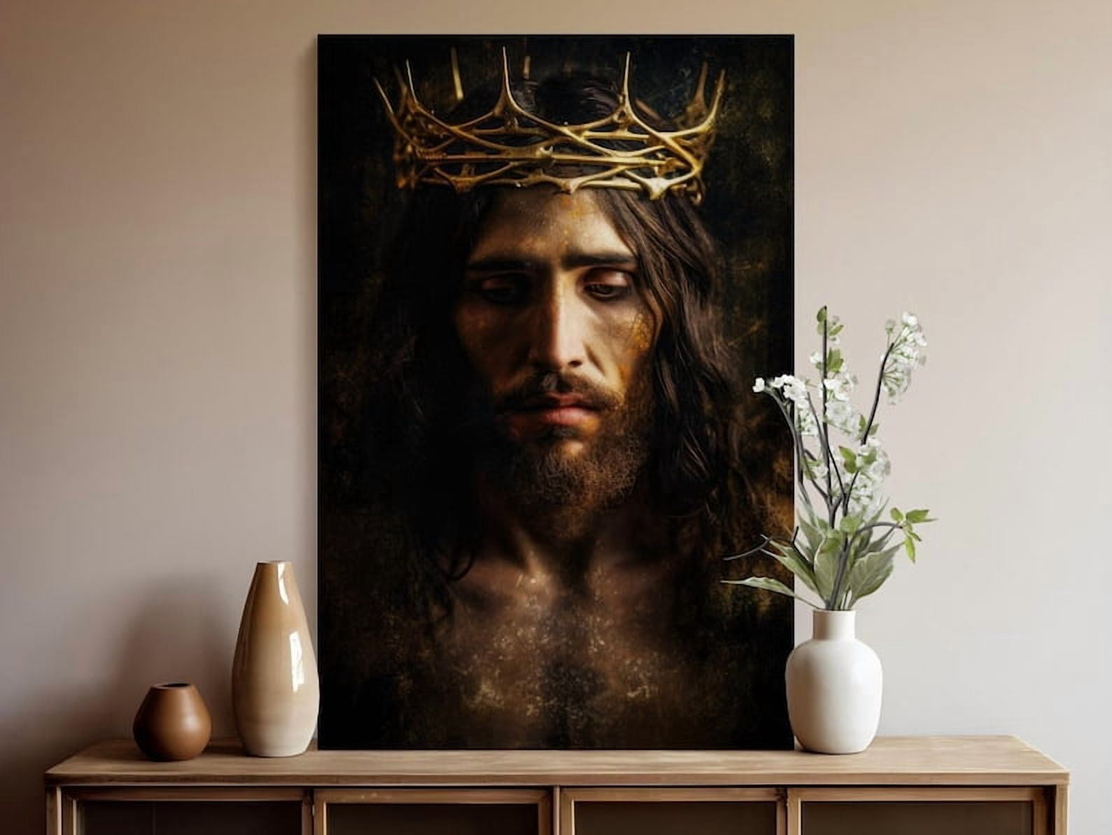 ArtlyWear Crown of Thorns Jesus Canvas Wall Art Christian Spiritual ...