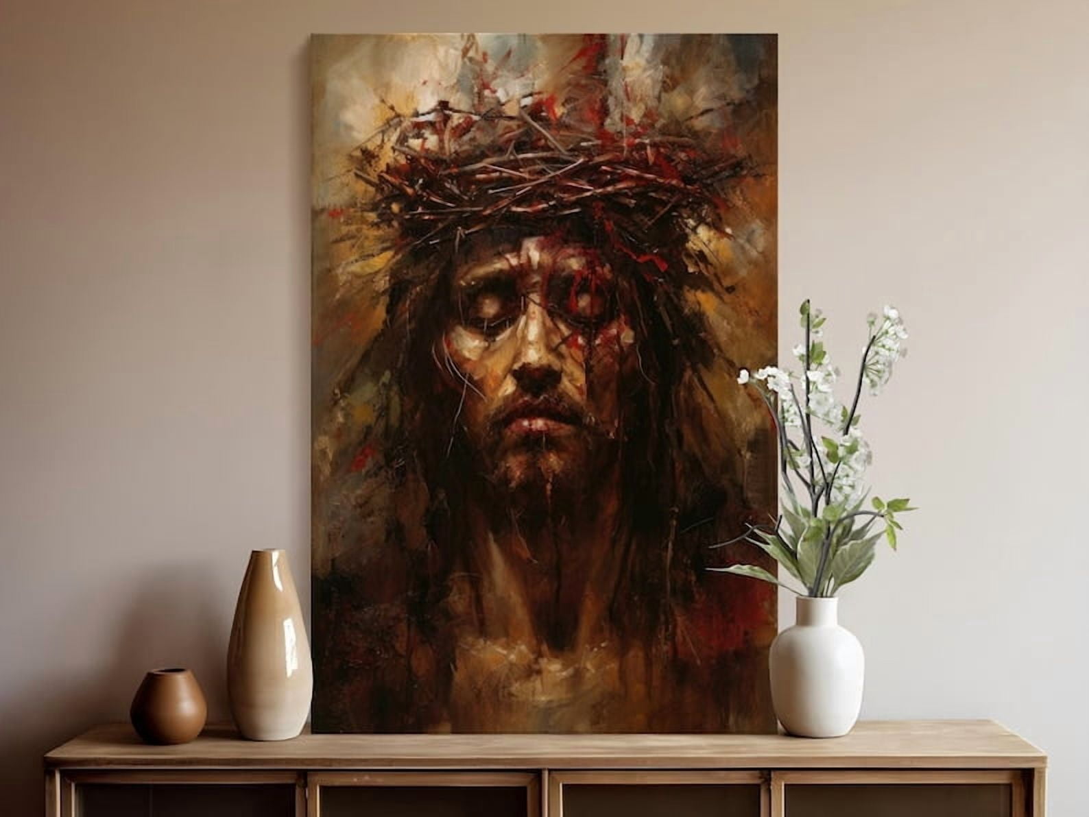ArtlyWear Crown of Thorns Sacred Jesus Canvas Print Christian Wall Art ...