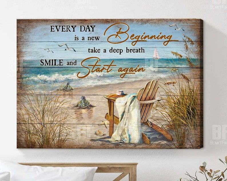 ArtlyWear Everyday is New Beginning Sea Turtle Christian Wall Art ...
