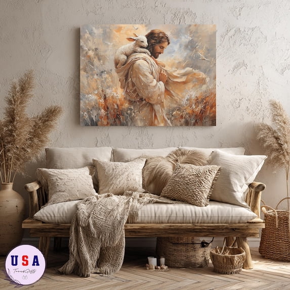 ArtlyWear Good Shepherd Jesus Christ Portrait Canvas Wall Art Print ...