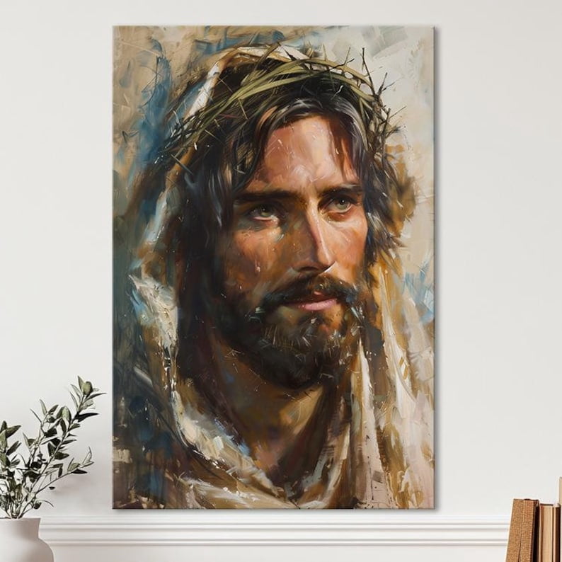 ArtlyWear Jesus Christ Portrait Crown of Thorns Christian Canvas Wall ...