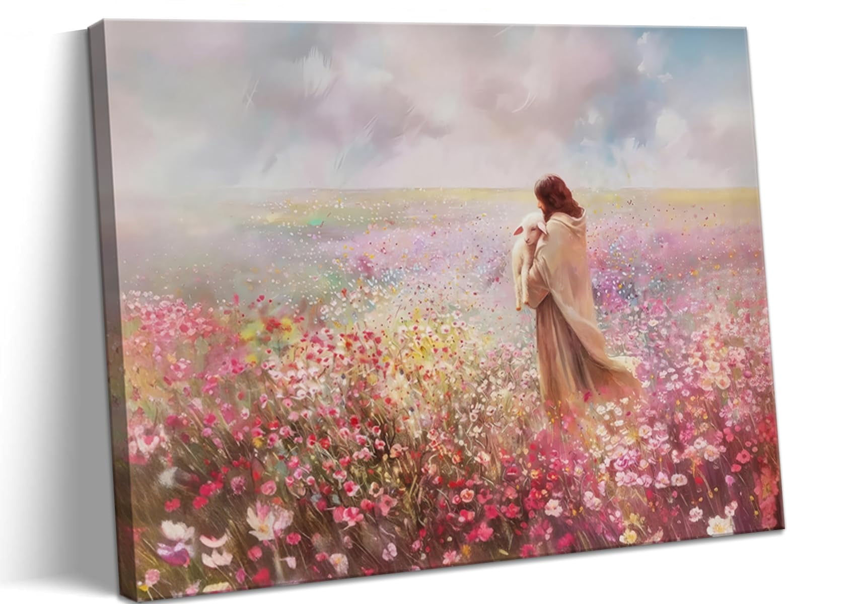 ArtlyWear Jesus Embraces Lost Lamb Christian Framed Canvas Wall Art ...