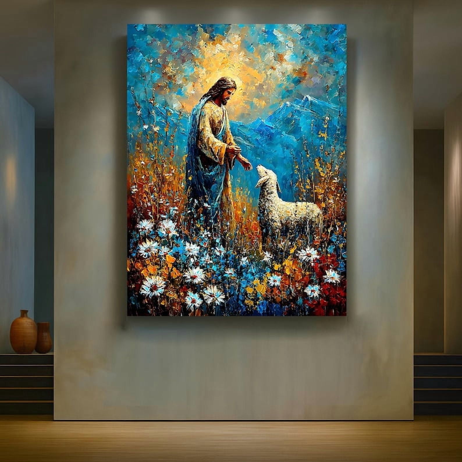 ArtlyWear Jesus Good Shepherd Colorful Christ Painting Christian Canvas ...